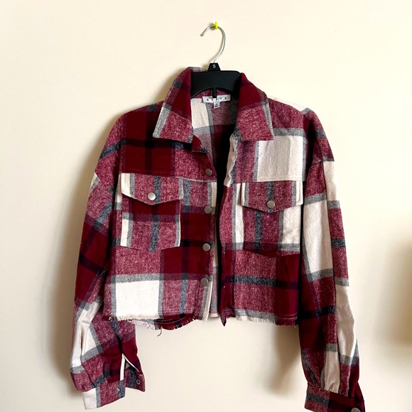 HYFVE | Jackets & Coats | Burgundy And Cream Buffalo Plaid Flannel ...